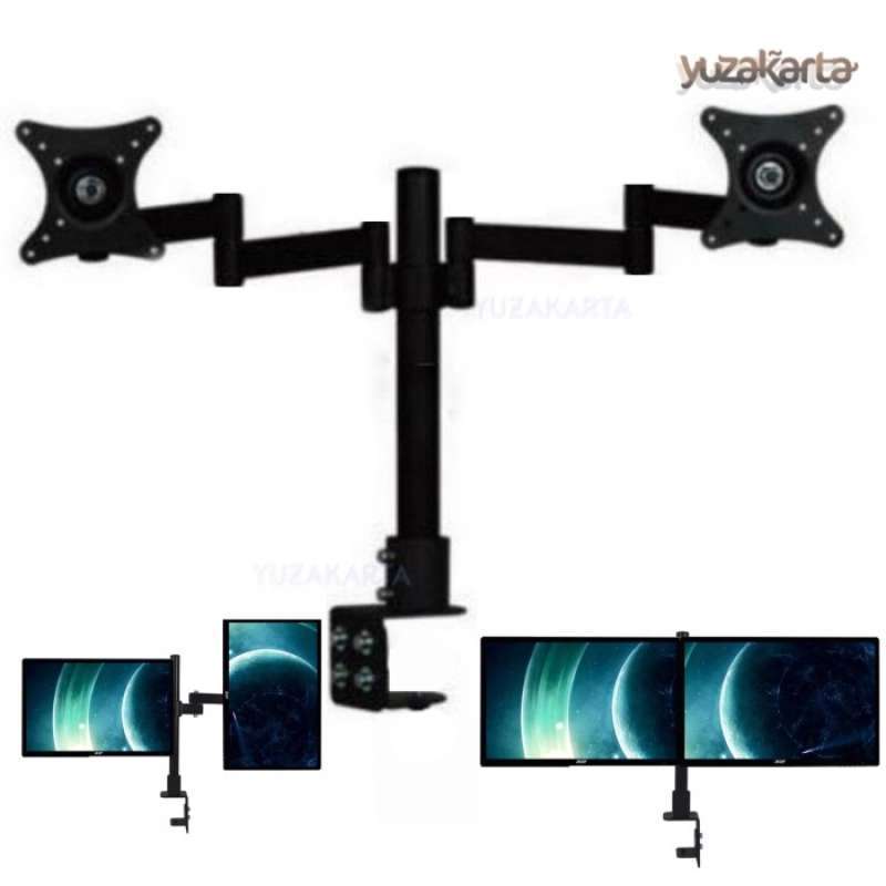 Jual Dual Bracket Mount Layar Monitor Komputer 100x100 Pitch 15-27 Inch ...