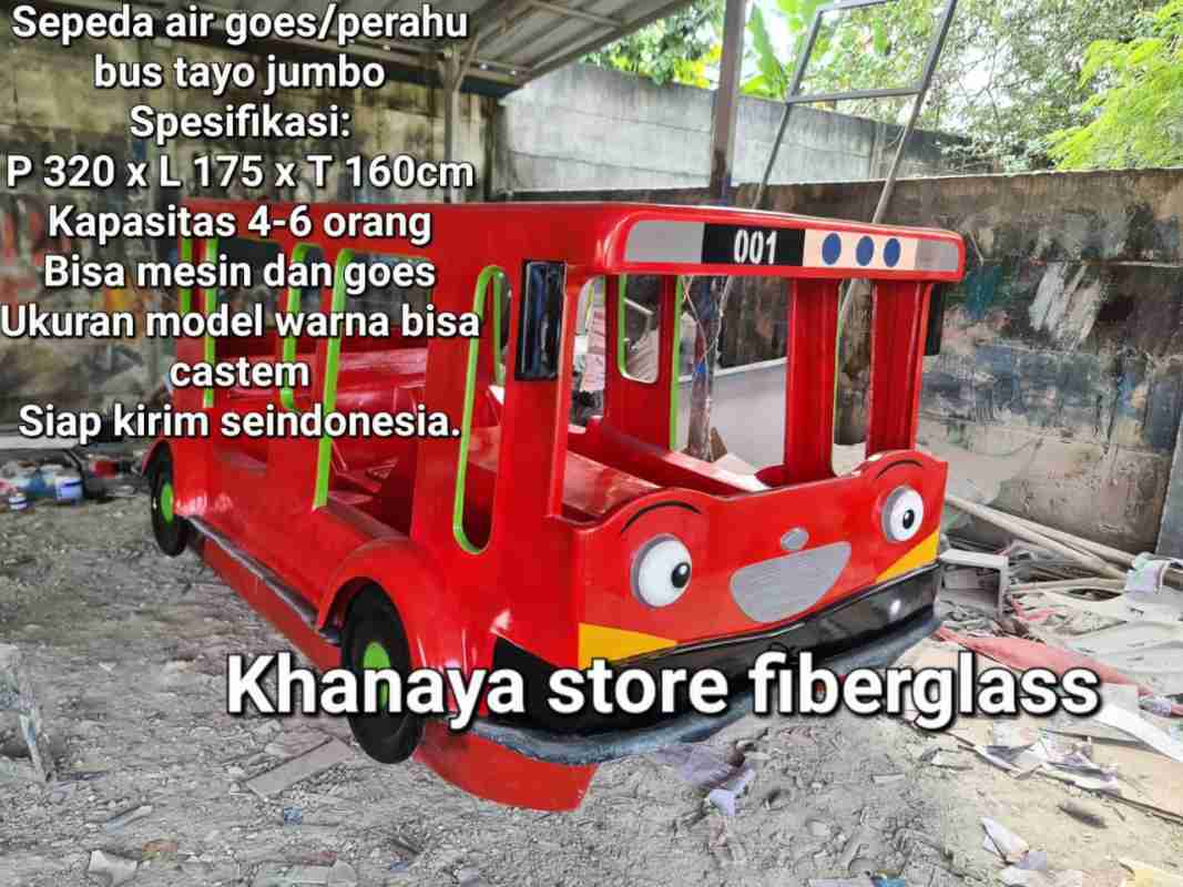 Jual Perahu Goes Wisata Danau/perahu Bebekan Karakter Bus Tayo Merah ...