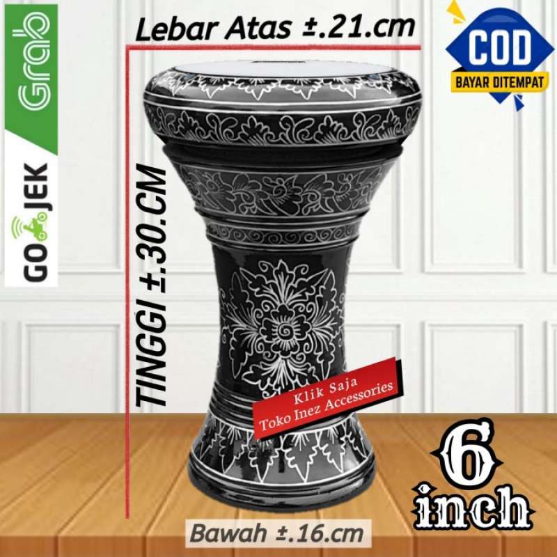 Jual Darbuka Kayu Atau Tumbuk Anak 6 Inch Hitam Silver Rolling - Dumbuk ...