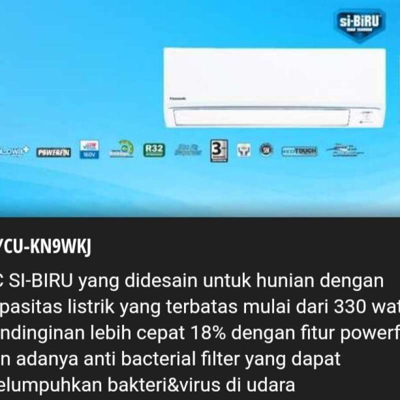 Jual Ac Panasonic 1pk Low Watt Type Cs-kn9wkj Si-biru Alowa Di Seller ...