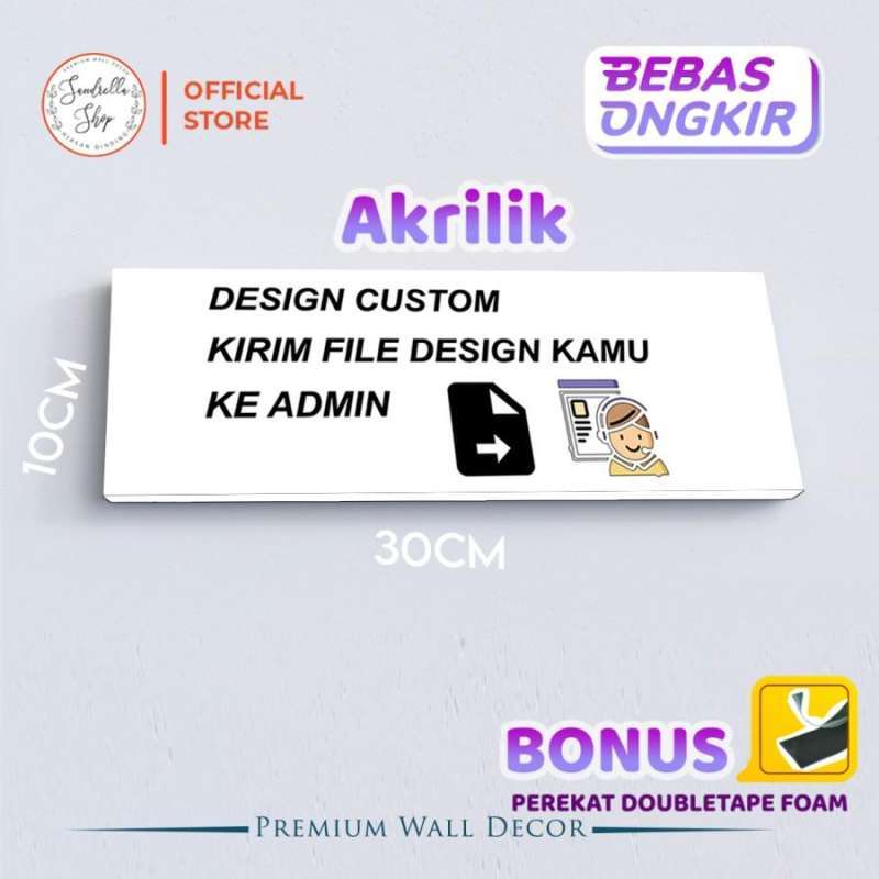 Jual Akrilik Custom Acrylic Sign Board Nama Plang Pintu Ukuran 10 X 30 ...