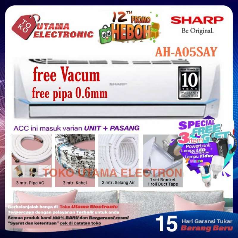 Promo Ac Sharp 1/2 Pk Ah-a05say Standart Thailand +instalasi Pemasangan ...