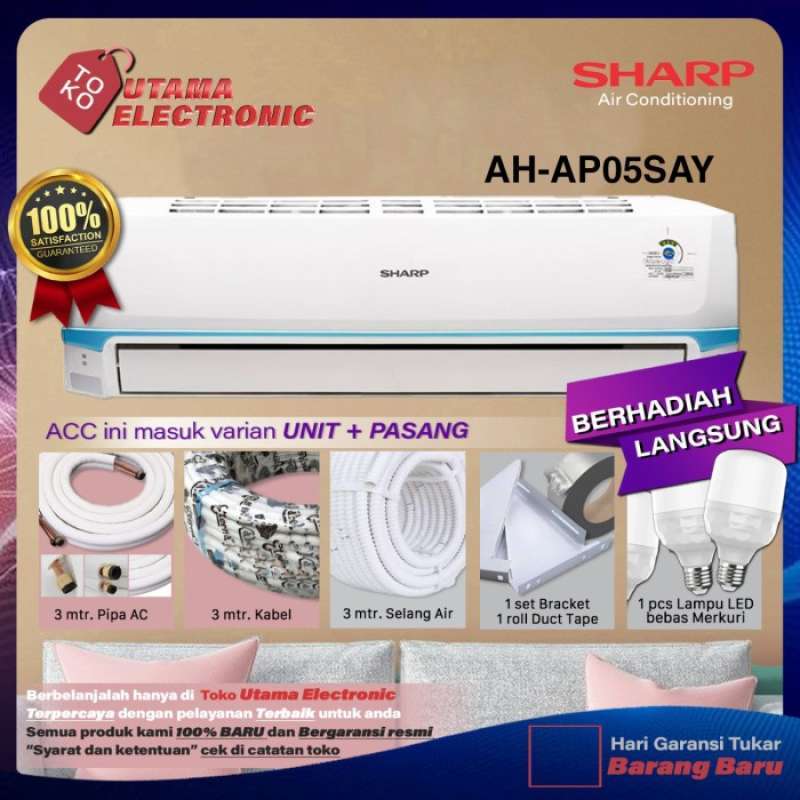 Promo Ac Sharp 1/2 Pk Ah-a05say Standart Thailand +instalasi Pemasangan ...