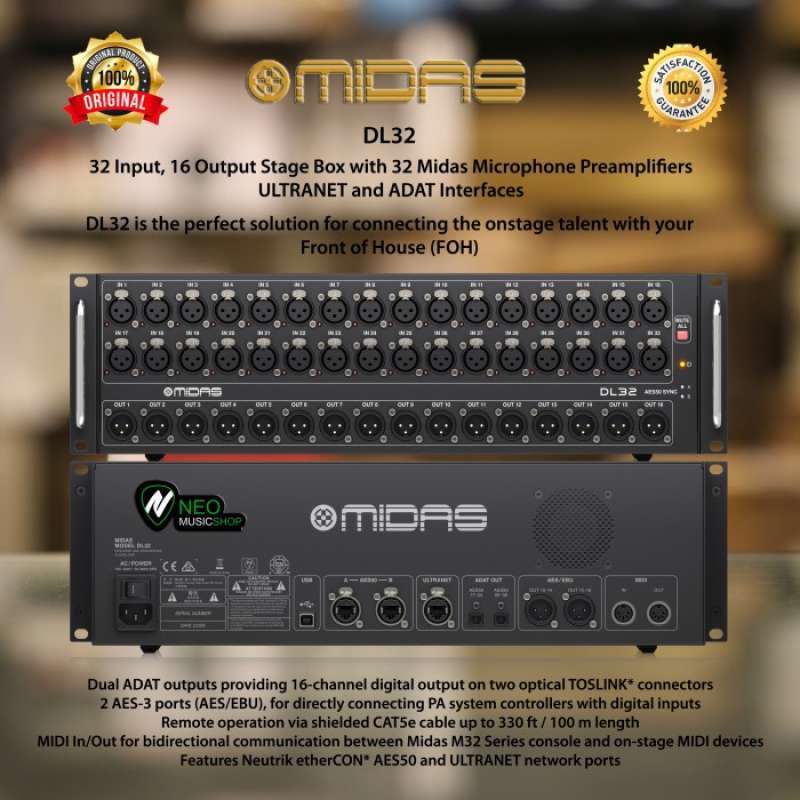 Jual Midas Dl32 + Cat6e 75mtr 32 Input & 16 Output Stage Box Di Seller ...
