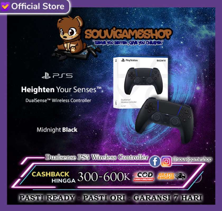 Jual Stick Stik Controller Ps5 Ps 5 Ds5 Ds 5 Dualsense 5 Midnight Black - Sony Indo Di Seller ...