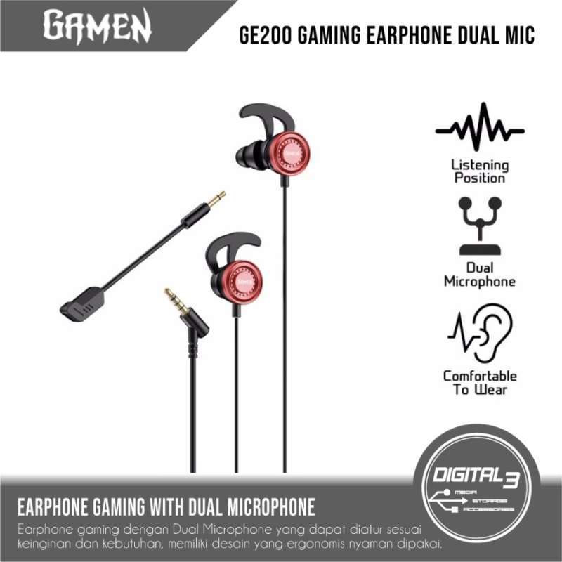 Jual Gamen Ge200 Headset Gaming Dual Microphone In-ear Game Earphone Di ...