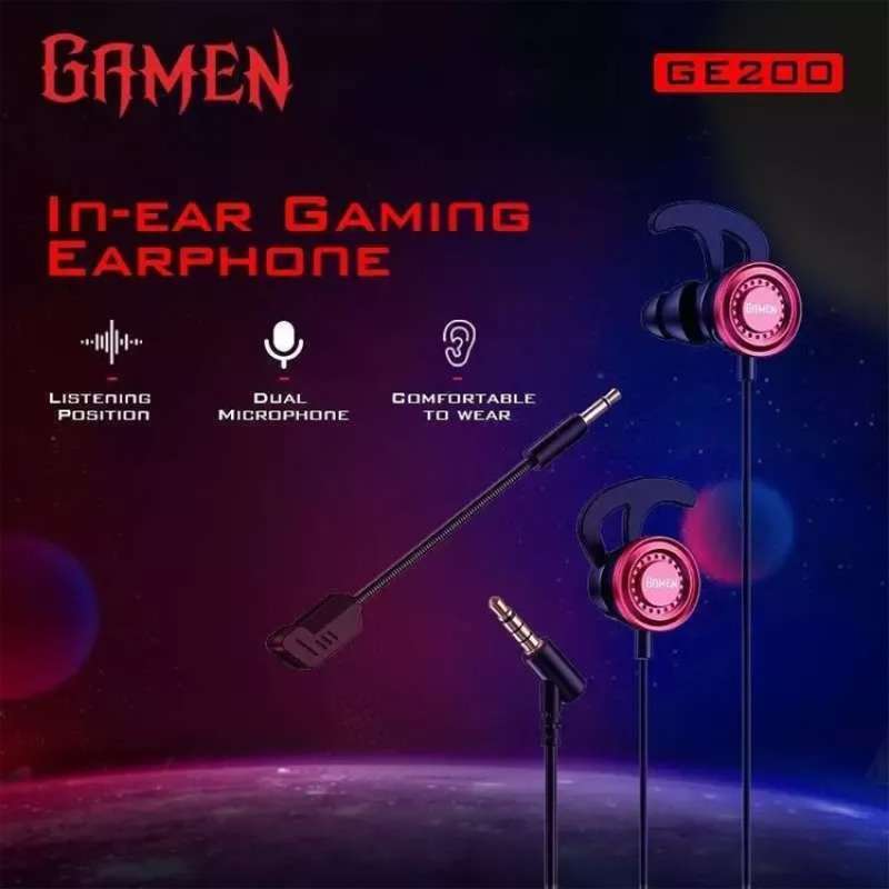 Jual Gamen Ge200 Headset Gaming Dual Microphone In-ear Game Earphone Di ...