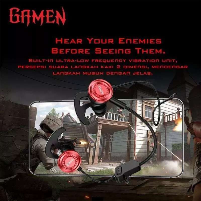 Jual Gamen Ge200 Headset Gaming Dual Microphone In-ear Game Earphone Di ...