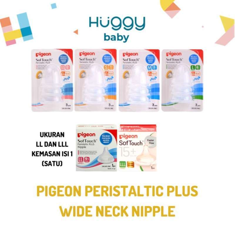 Jual Pigeon Softouch Peristaltic Plus Nipple Wide Neck Dot Blister Isi 3 - Wide Neck L Di Seller ...
