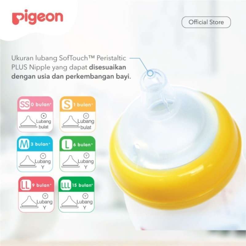 Jual Pigeon Softouch Peristaltic Plus Nipple Wide Neck Dot Blister Isi 3 - Wide Neck L Di Seller ...