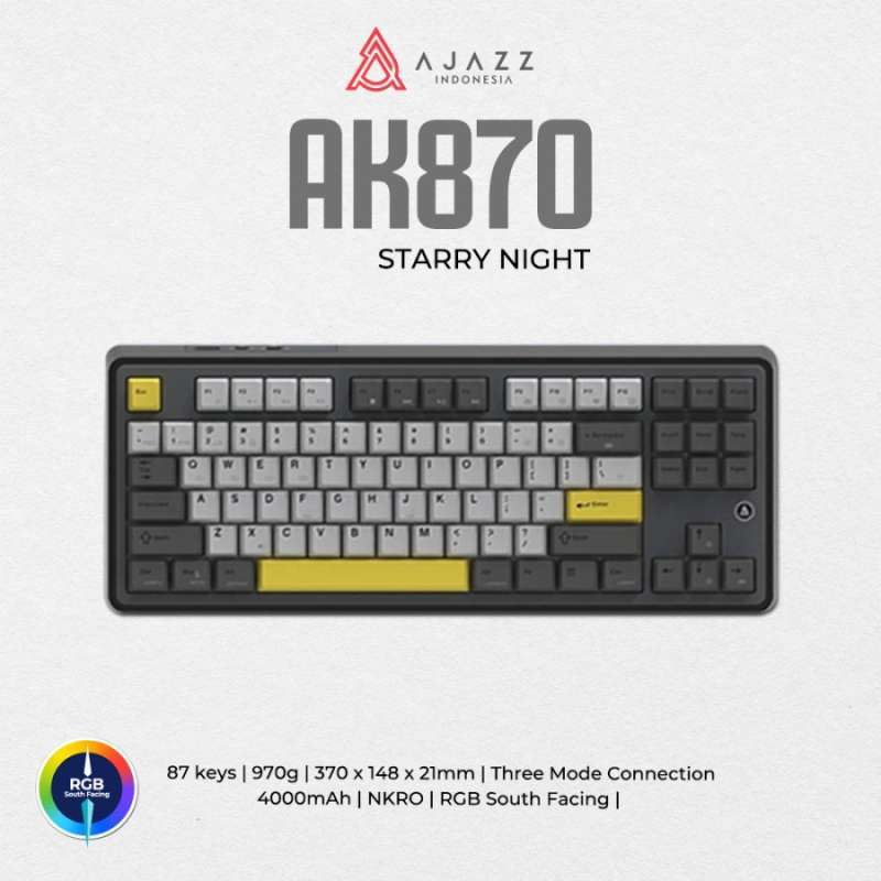 Jual Ajazz Ak870 / Ak-870 Tkl Wireless Gaming Keyboard Mechanical Rgb Triple Connection Di ...