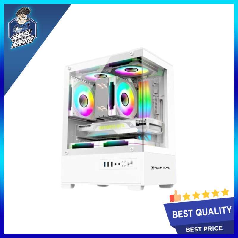 Jual Casing Pc 3 Power Up Gaming Raptor Glass Flow A White Include 3 ...