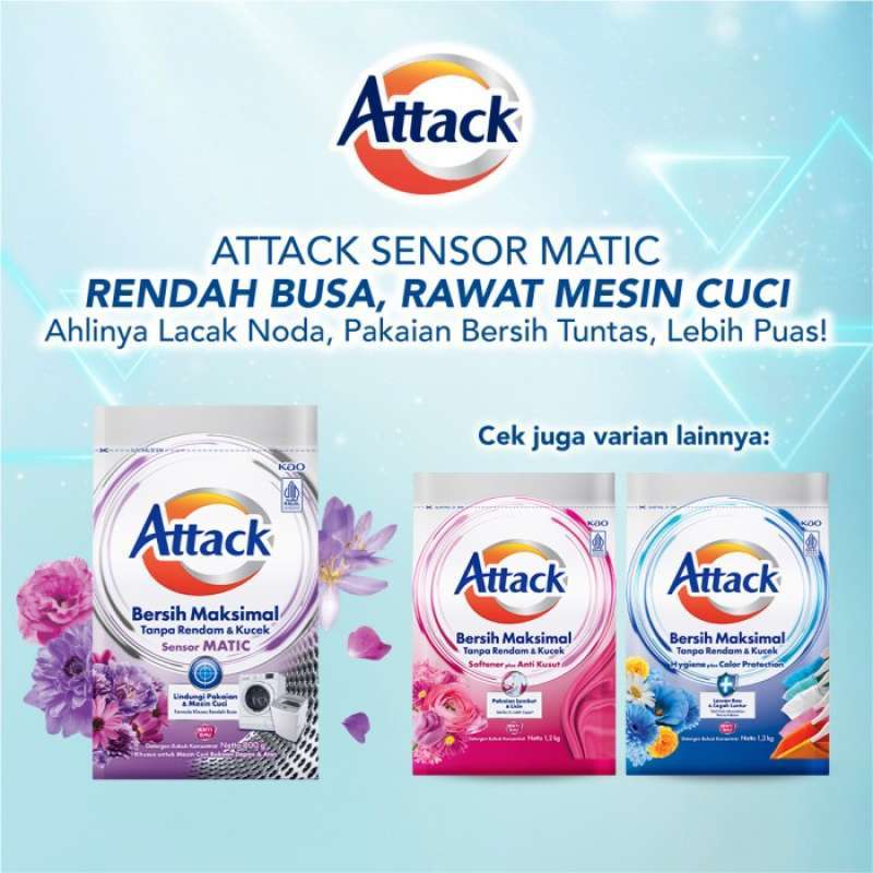 Jual Attack Sensor Matic 800gr Triplepack - Deterjen Bubuk Untuk Mesin ...