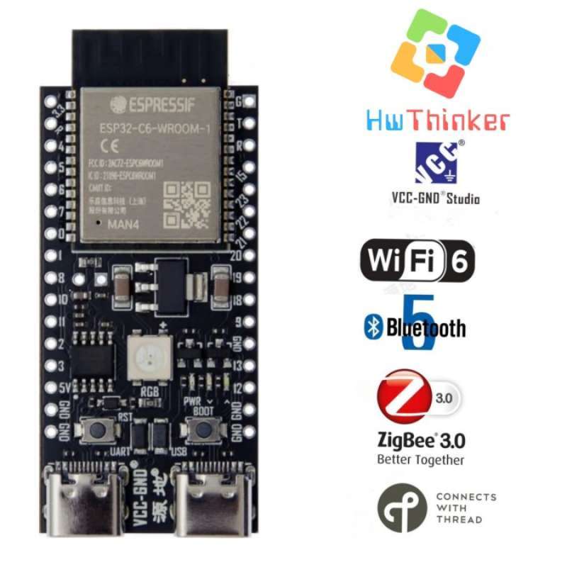 Promo Yd-esp32-c6 Core Board Esp32-c6-devkitc-1 Wifi6 Ble Zigbee - N4-tersolder Diskon 23% Di ...