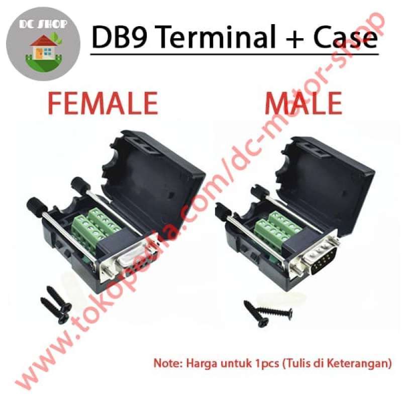 Jual Db9 Terminal Connector With Cover Male / Female / Terminal 9 Pin ...