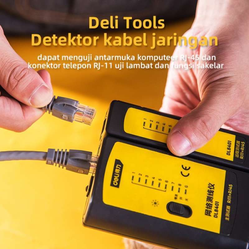 Jual Deli Lan Tester / Alat Tes Kabel Internet Rj11 Rj45 Akurat Dl8401 ...