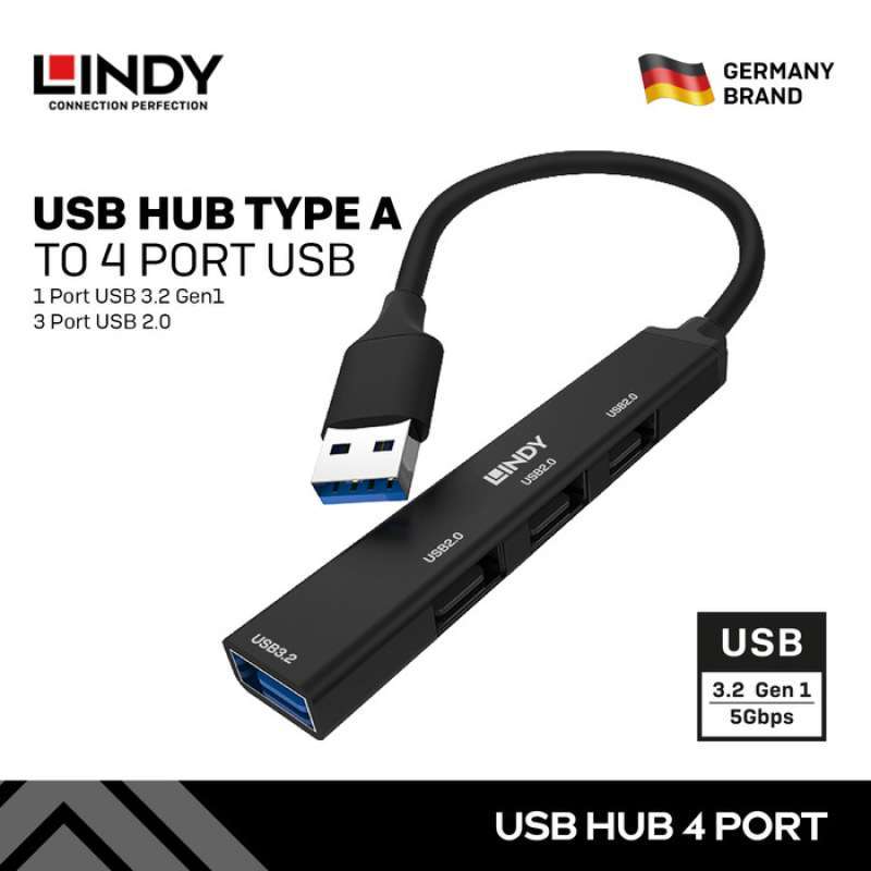 Jual Usb Hub 4 Port Lindy Ultra Slim Usb 3.2 5gbps & Usb 2.0 480mbps ...