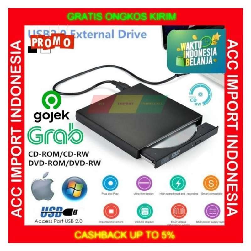 Jual Dvd External Rw Slim Portable Optical Drive Writer Cd Room Pc ...