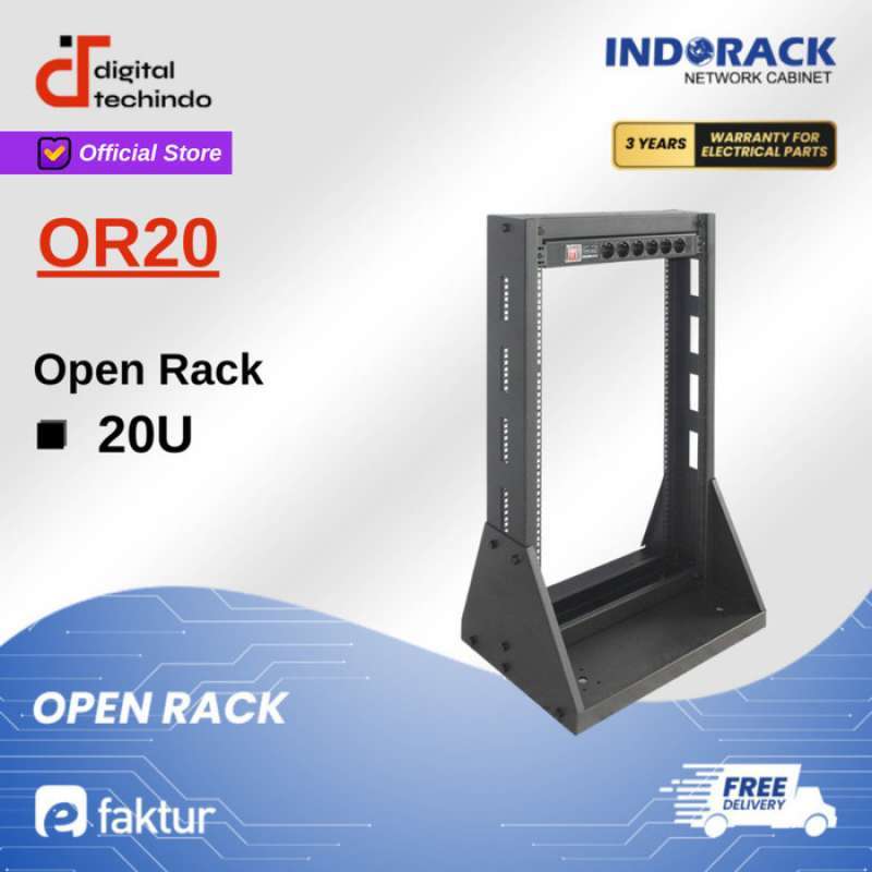 Jual Or20 Open Rack 20u Indorack Rak 20u Rack Server Modem Audio Wifi ...