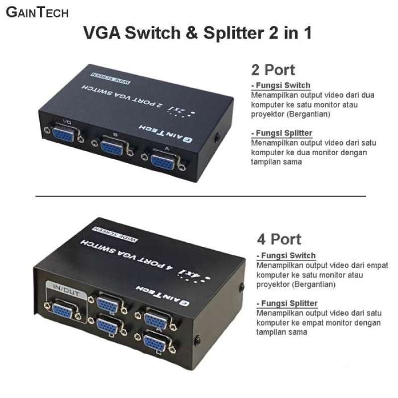 Jual Vga Switcher Switch & Splitter 2 Port 4 Port 2 In 1 Gaintech - 4 Port Di Seller Velvet ...