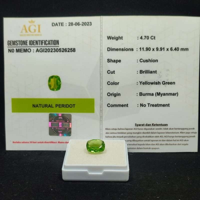 Jual Batu Permata Green Peridot Asli Bersertifikat Memo Lab Di Seller ...