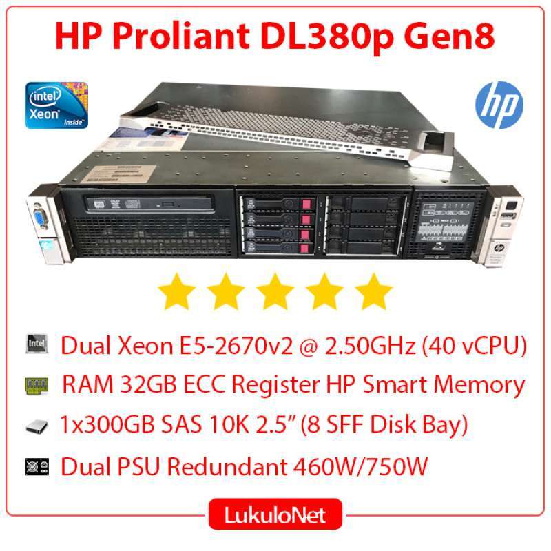 Jual Hp Dl380 G8 Xeon E5-2670v2 40 Vcpu Ram 32gb Like Dell R720 Dl380p ...