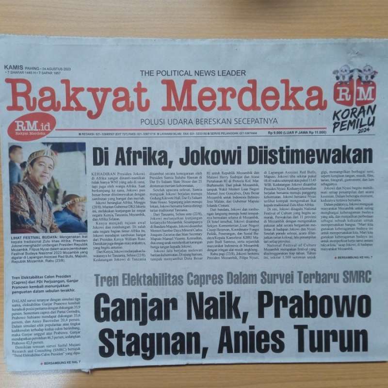 Jual Koran Harian Rakyat Merdeka Edisi 24 Agustus 2023 Di Seller Velvet ...