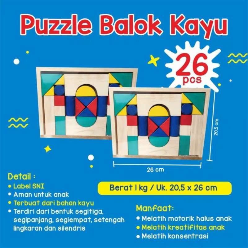 Jual Mainan Balok Kayu Susun / Mainan Edukasi / Blok Kayu / Wooden ...