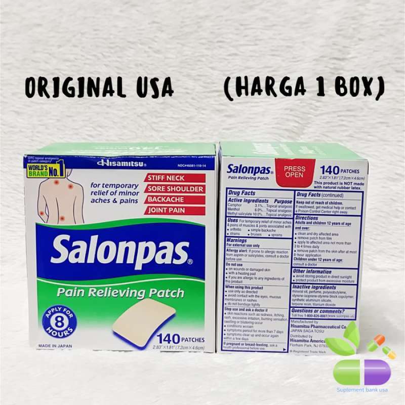 Promo Salonpas Hisamitsu Pain Relieving 1 Box Isi 140 Patches Diskon 33 ...