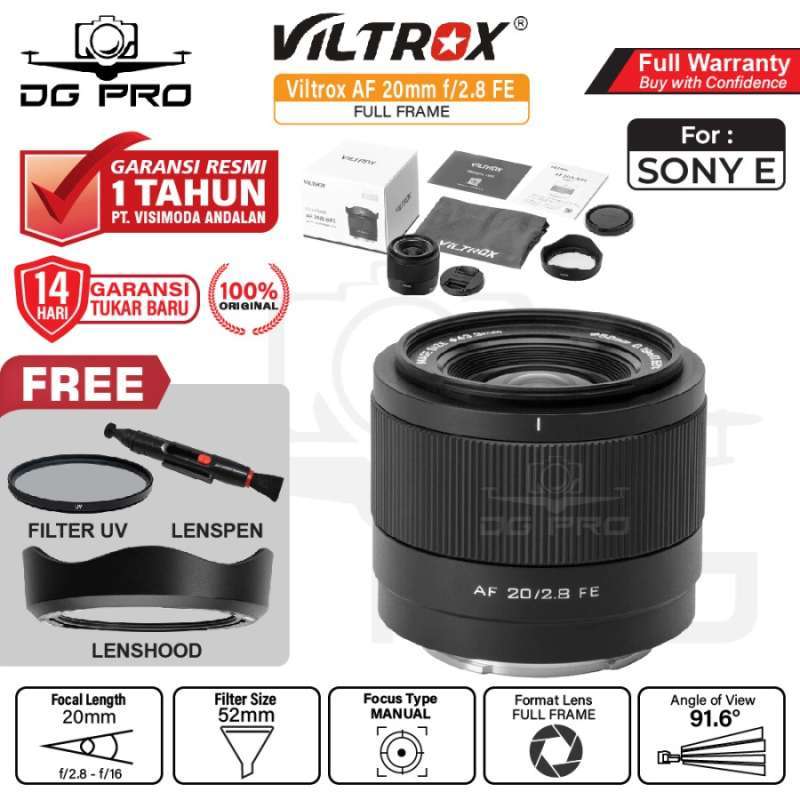 Jual Viltrox Af 20mm F2.8 Auto Focus Lens Full Frame For Sony E Mount ...