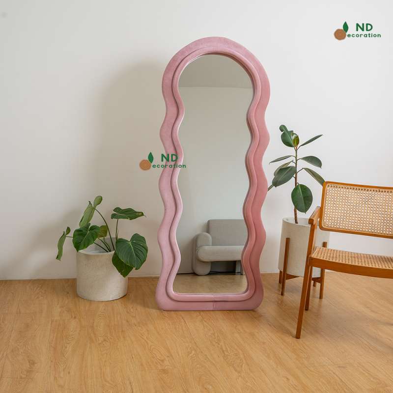 Promo Wavy Arch Standing Mirror / Cermin Aesthetic / Cermin Fullbody ...