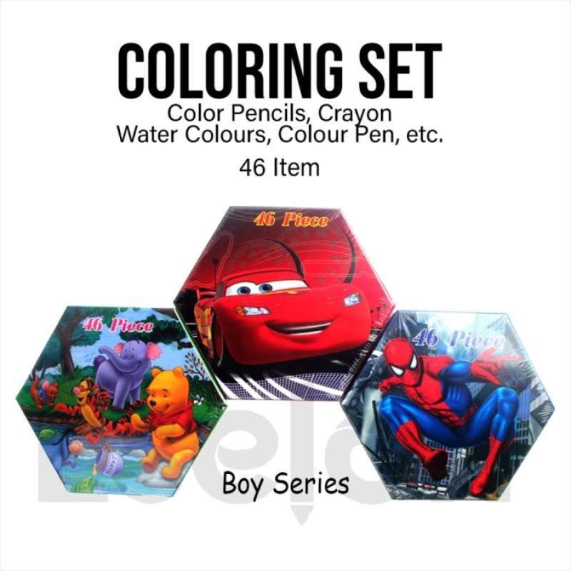 Jual Crayon 46set 4in1 Karakter / Set Mewarnai+melukis 46set - Girl Di ...