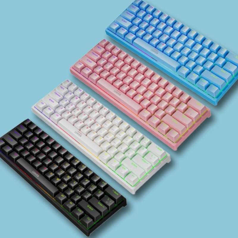 Jual Leaven K620 Mechanical Keyboard 60% - Blue Switch Putih Di Seller ...