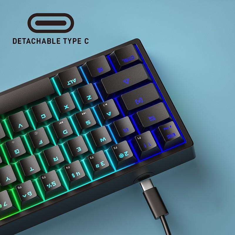 Jual Leaven K620 Mechanical Keyboard 60% - Blue Switch Putih Di Seller ...