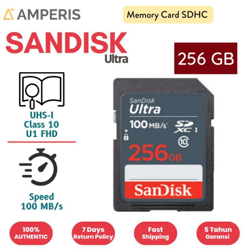 Jual Sandisk Ultra Sdxc 256 Gb 100 Mb/s | Uhs-1 Class 10 U1 Fhd Di ...