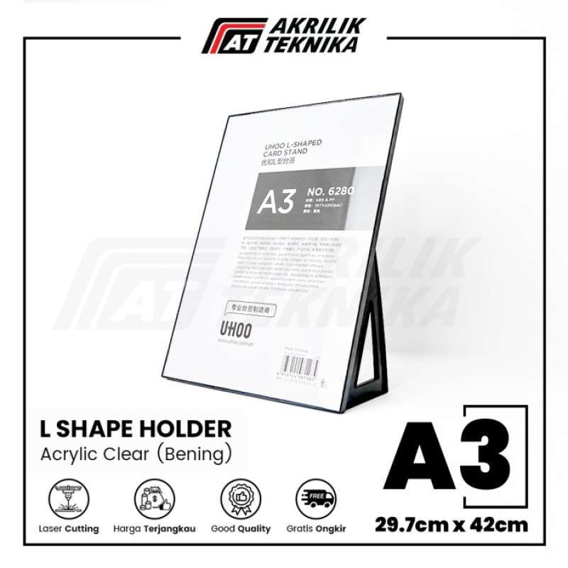 Jual Tempat Brosur Akrilik A3 / Tent Card / Standing Acrylic L Shape ...