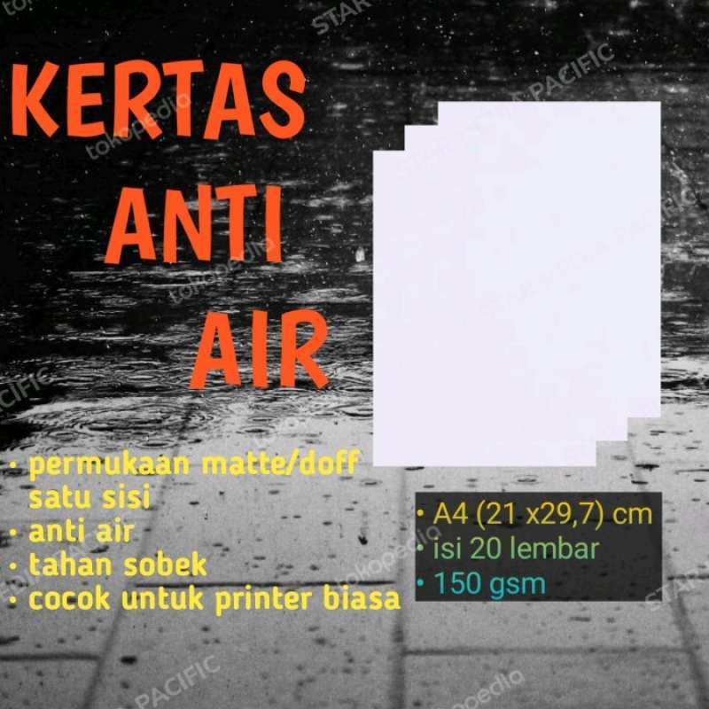 Jual Kertas Anti Air Matte/doff A4 Isi 20 Lembar Waterproof/yupo Inkjet ...
