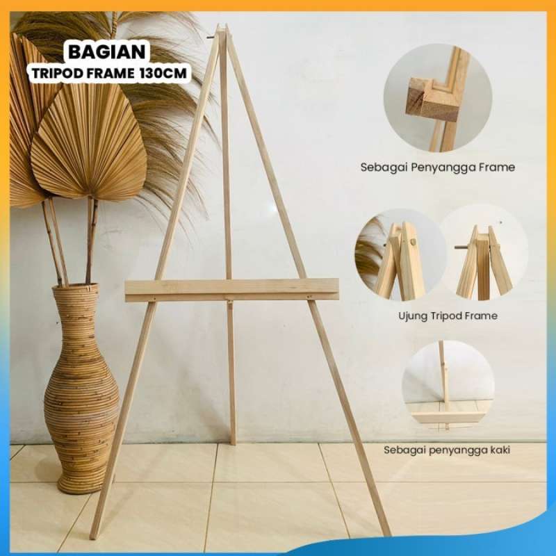 Jual Hnfh06 Standing Frame Easel Kayu Tripod Stand Wooden Lukisan ...