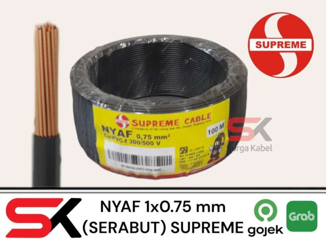 Jual Nyaf 1x0.75mm Supreme/ Nyaf 0.75mm/ Kabel Serabut 1 X 0.75/ Flexible - Hitam Di Seller Yss ...