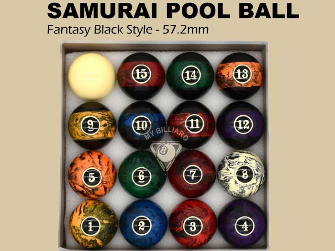 Jual Samurai Billiard Ball 57.2mm - Marble Texture - Bola Set Biliar 2 ...