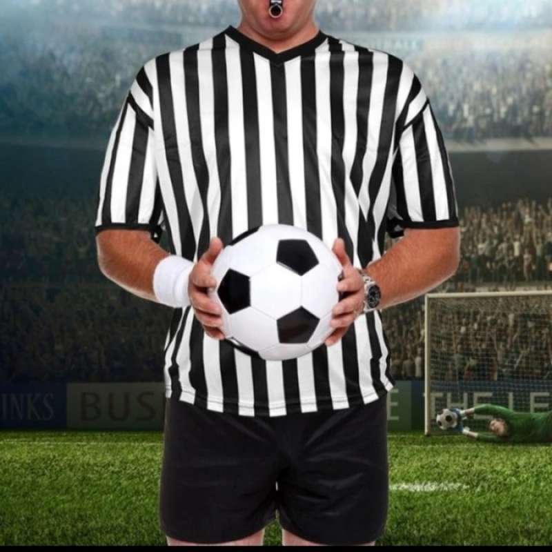 Jual Kostum Baju Jersey Wasit Hitam Putih Basket Futsal Sepak Bola ...