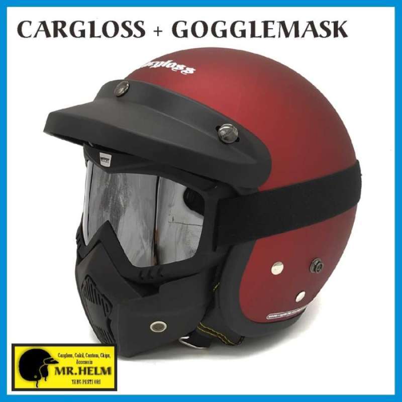 Jual Helm Cargloss Retro Original + Goggle Mask ( Mr Helm ) - Xl Black Doff Di Seller Suzuka ...