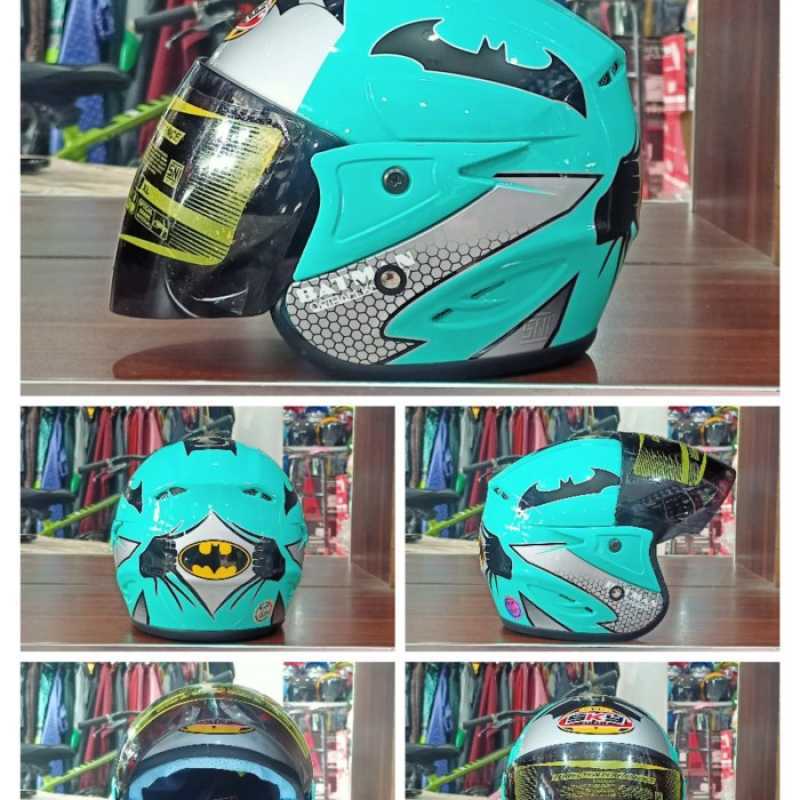 Jual Helm Anak Karakter Batman Light Blue Usia 4 Sampai 9 Tahun Murah ...