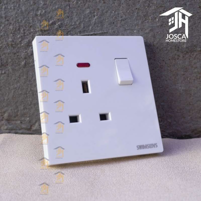 Promo Stop Kontak Ac Putih/ White, Socket Ac + Switch/ 3 Kaki Style ...