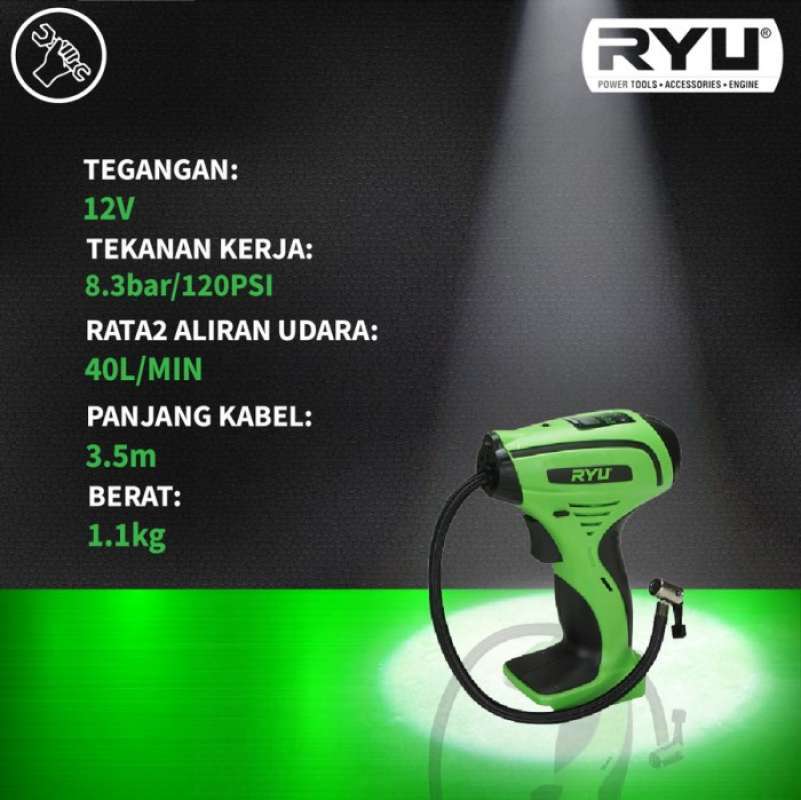 Jual Ryu Rcc12 Pompa Angin Ban Mobil Dc Mini Air Compressor 12v Di ...