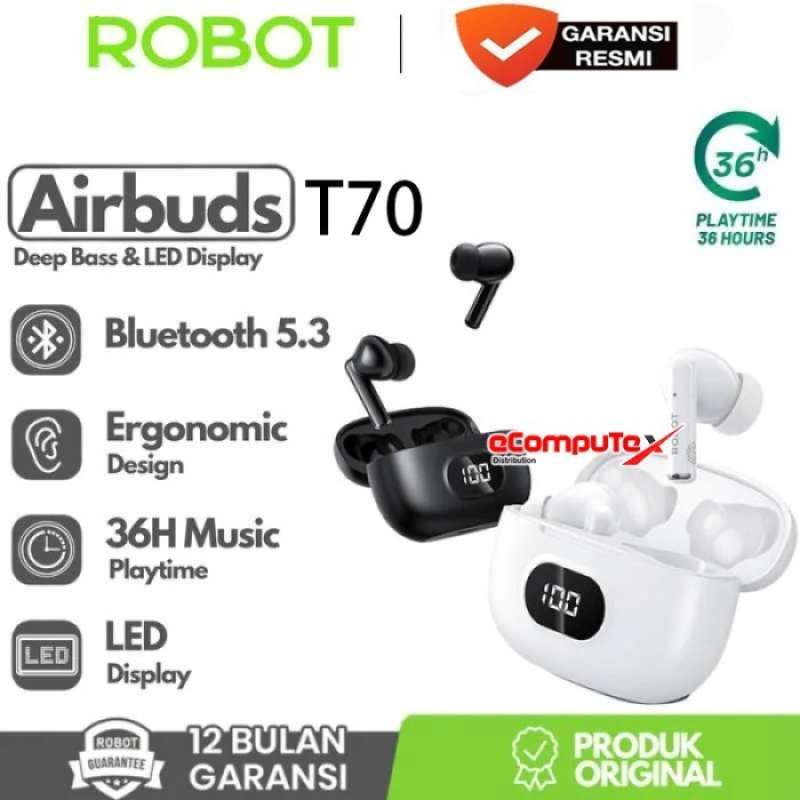 Jual Robot Earphone T70 Wireless / Airbuds T-70 Tws Bluetooth T 70 ...