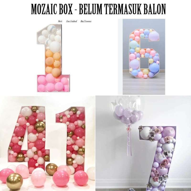 Jual Box Balon Angka Mozaik Mozaic Tebal - Angka 1 Di Seller Aghanim ...