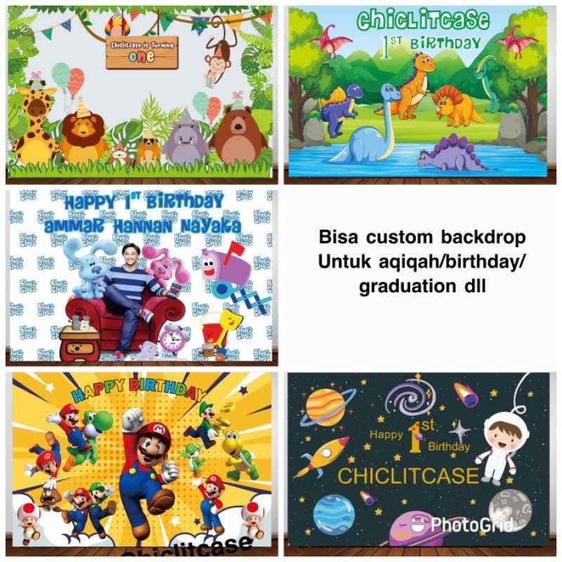 Jual Custom Backdrop Birthday Banner Ultah Spanduk Zoo Safari Animal ...