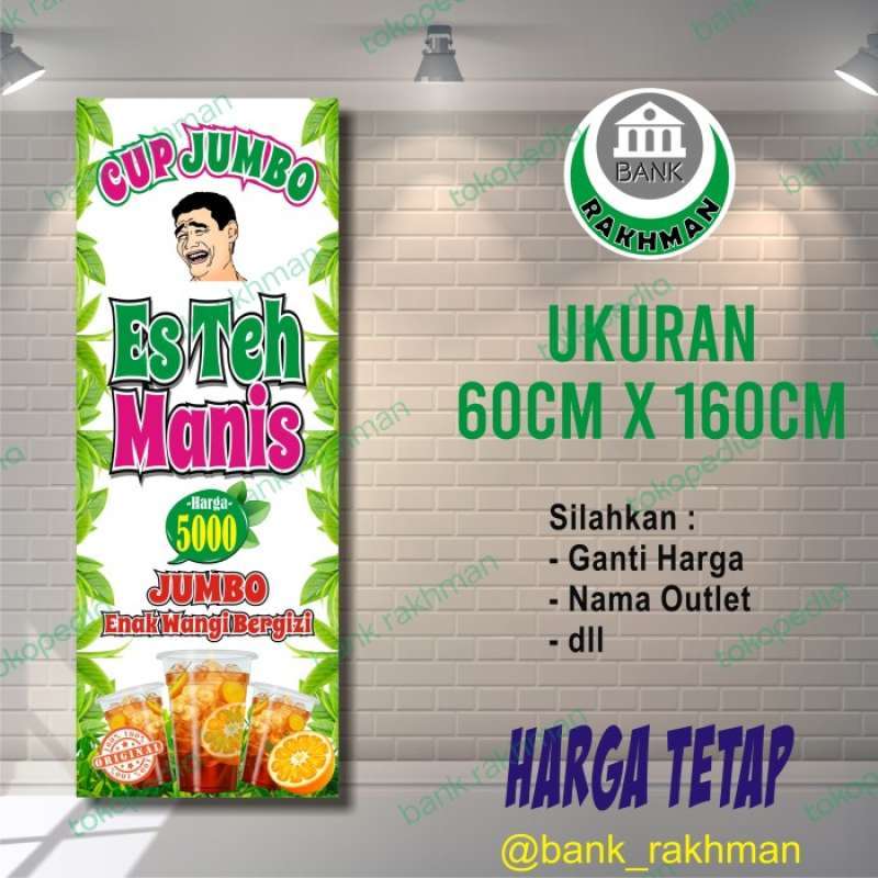 Jual Spanduk Banner Es Teh Manis Viral Ukuran 160cm X 60cm Di Seller ...