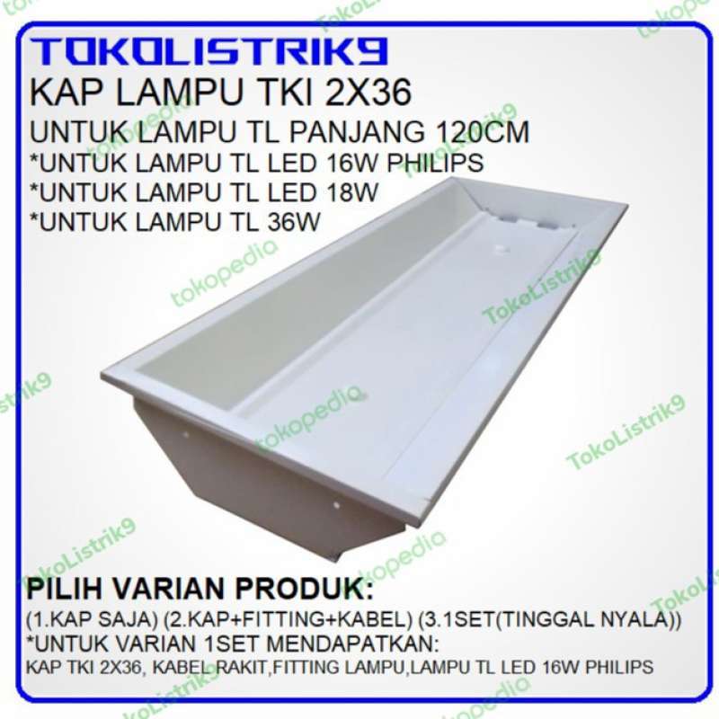 Jual Kap Lampu Tki 2x36 Watt / Kap Lampu Tl Tki 2x36 - 1set+philips18w ...